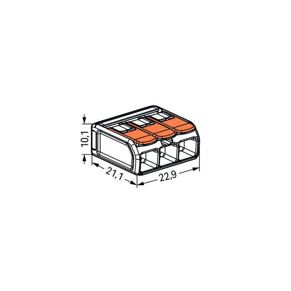 Wago 221-613 Compact Splicing Connector 3-Conductor Terminal Block ...